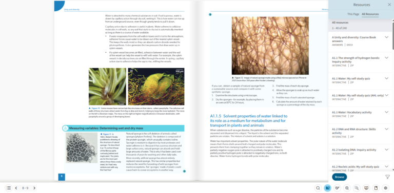 Launching resources straight from the page view digital book ...